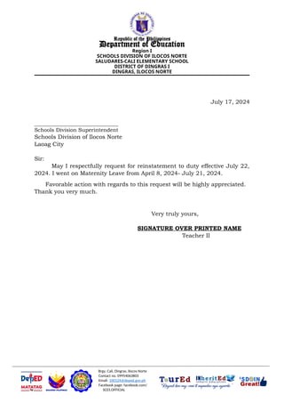 Letter of Reinstatement to Duty- Maternity Leave.docx