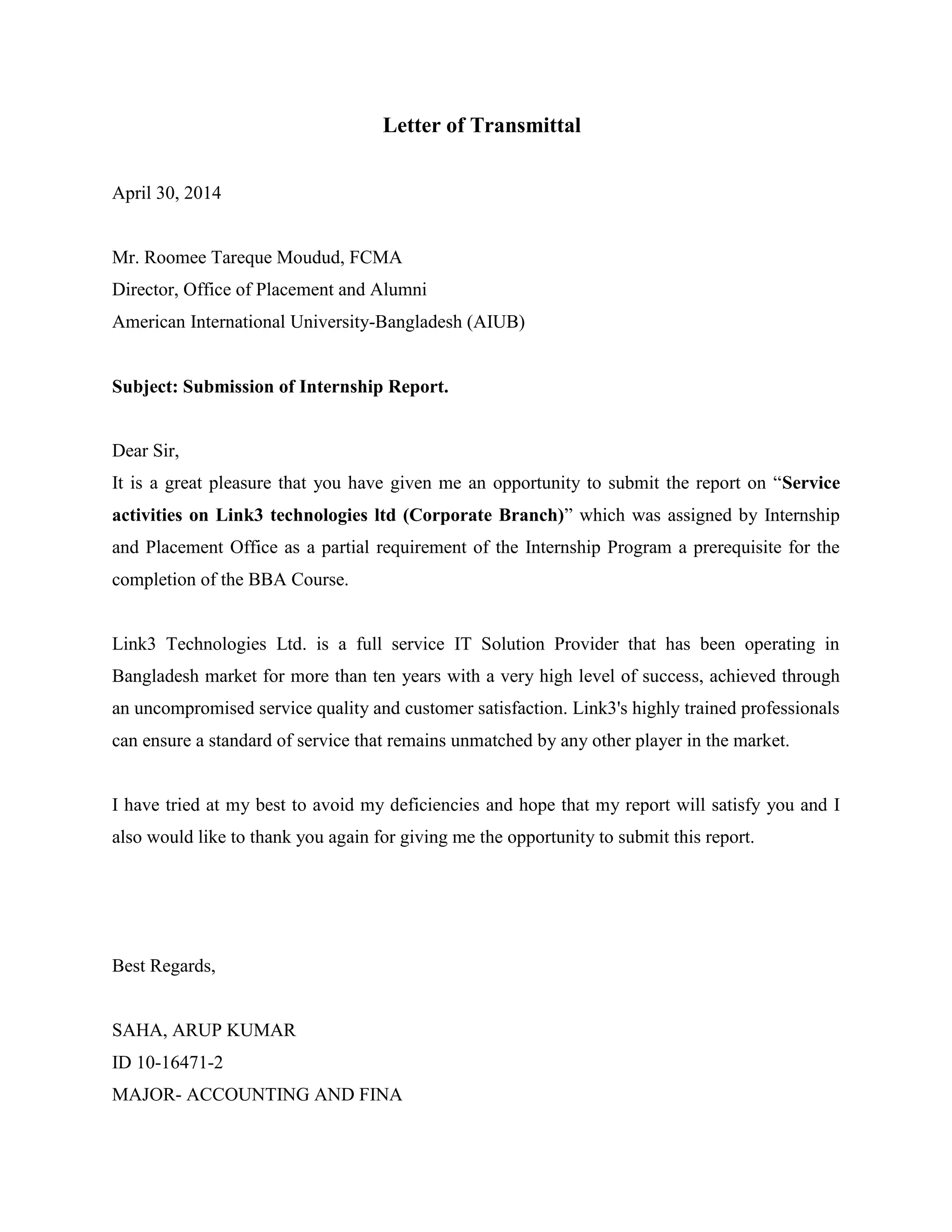 Letter of transmittal,acknowledgement,executive summary | PDF