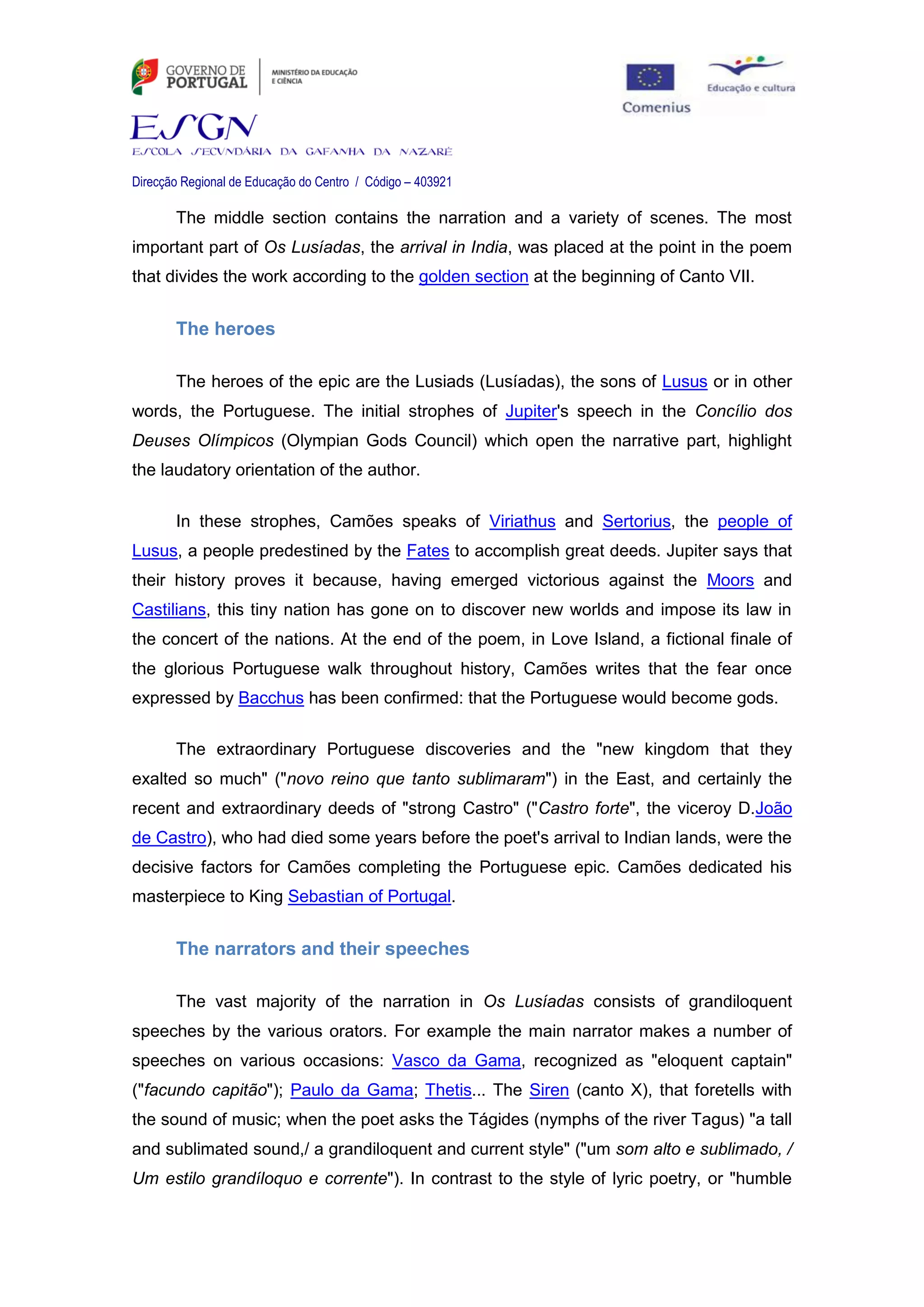 Letter os lusiadas for colleagues and students | PDF