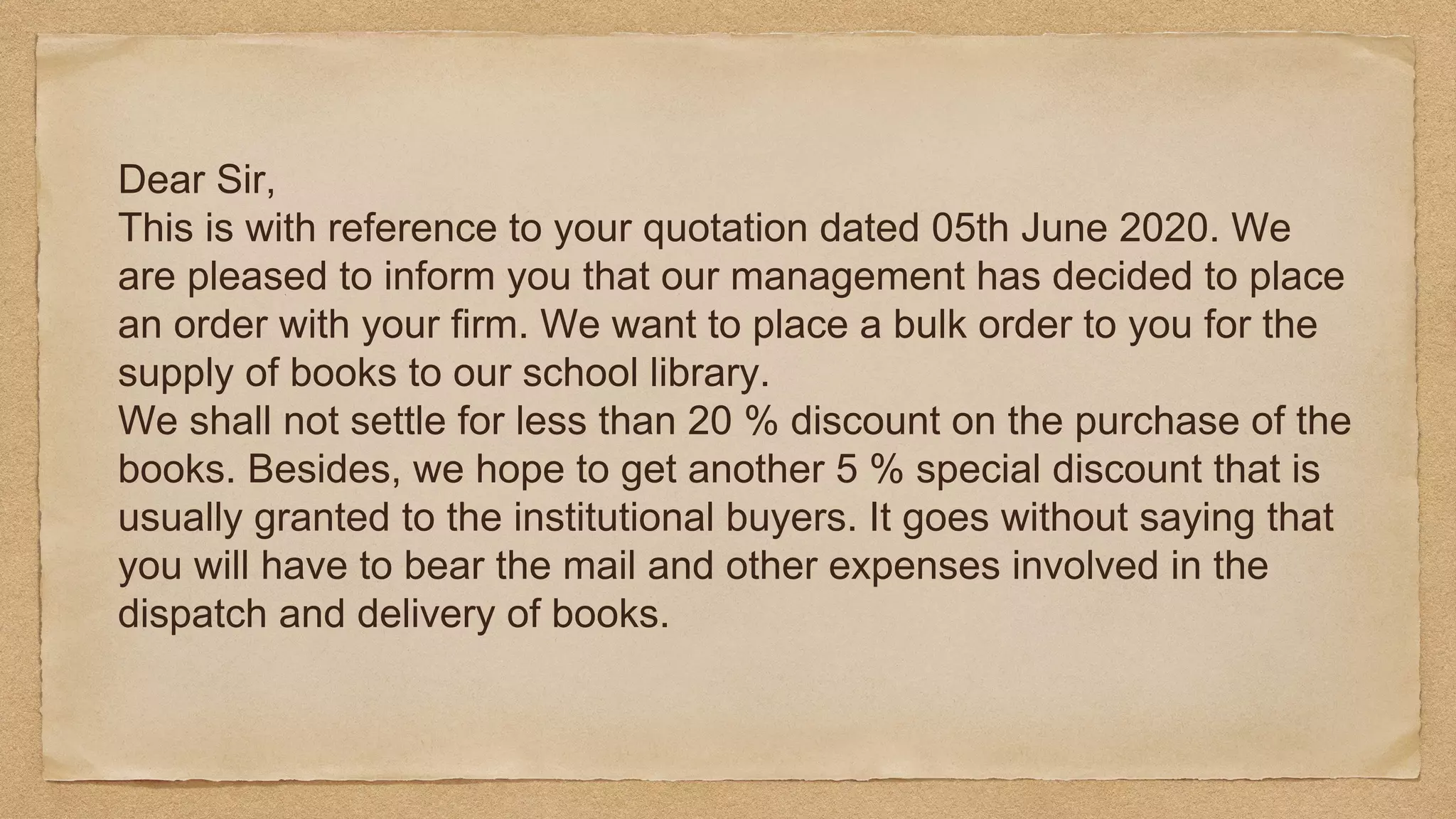 Letter placing order and reply | PPTX