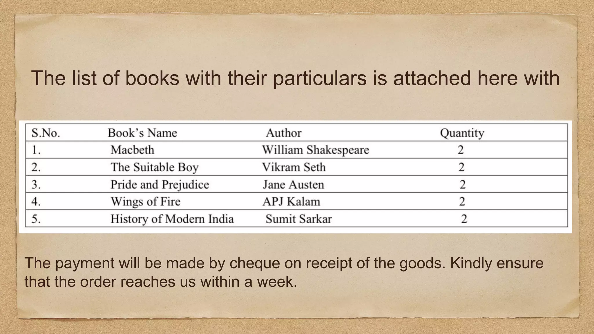 Letter placing order and reply | PPTX