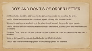 Letter placing order and reply | PPTX