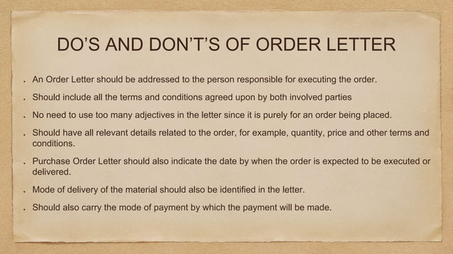 Letter placing order and reply | PPTX