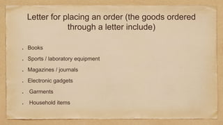 Letter placing order and reply | PPTX