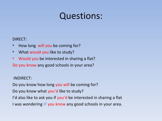 PART 1 Letters/emails with indirect questions | PPT | Email | Internet
