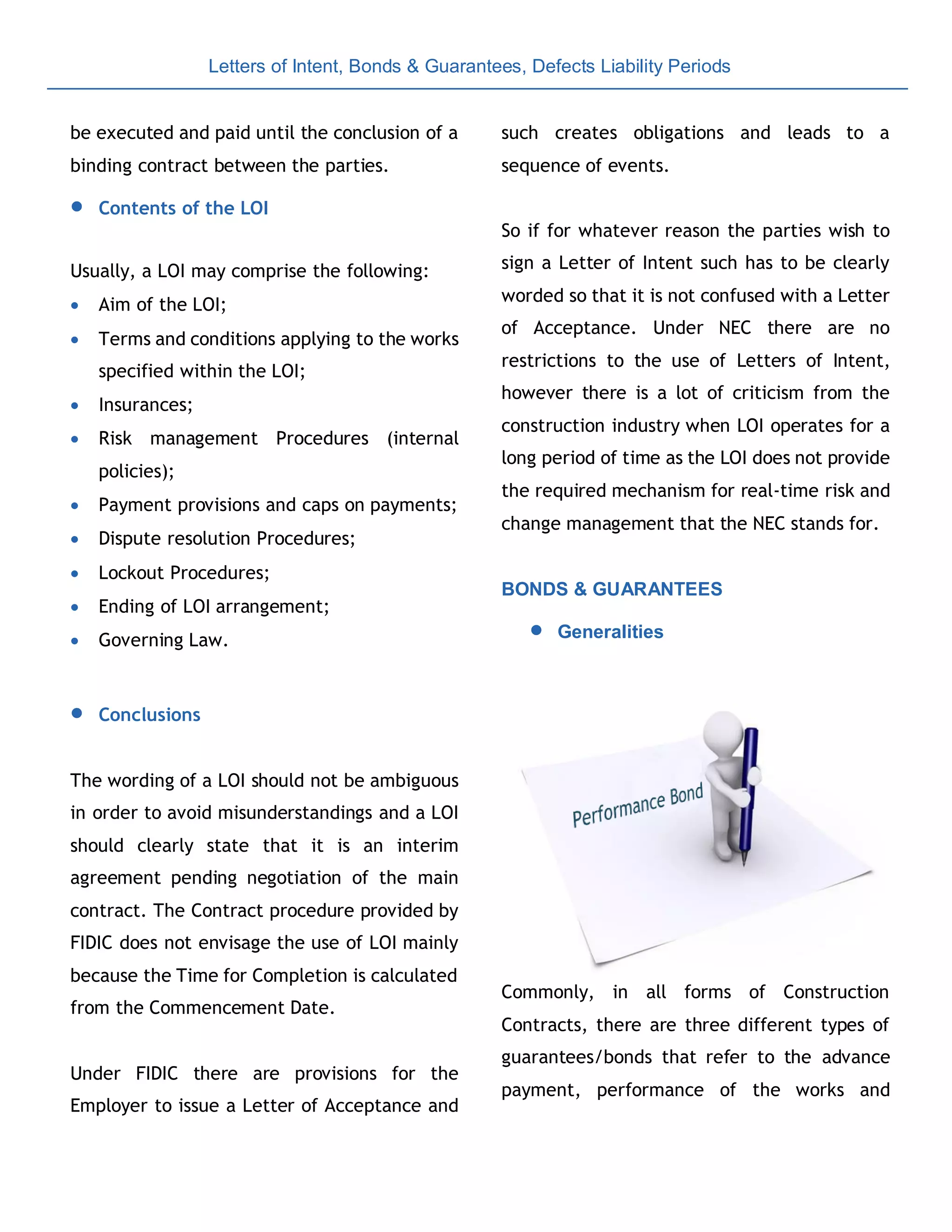 Letters of Intent, Bonds & Guarantees, Defects Liability Periods | PDF