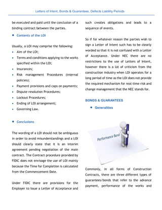 Letters of Intent, Bonds & Guarantees, Defects Liability Periods | PDF
