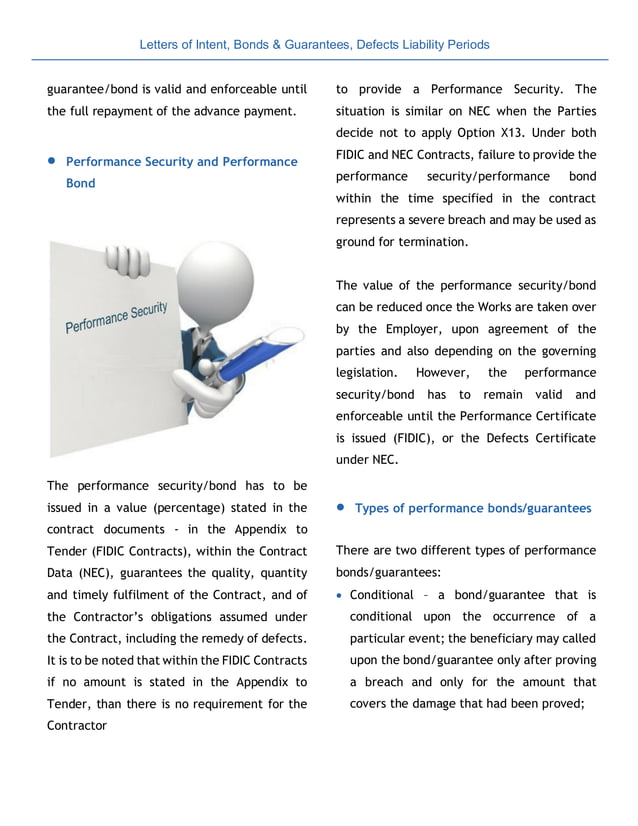 Letters of Intent, Bonds & Guarantees, Defects Liability Periods | PDF ...
