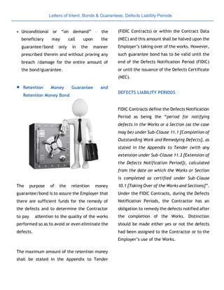 Letters of Intent, Bonds & Guarantees, Defects Liability Periods | PDF