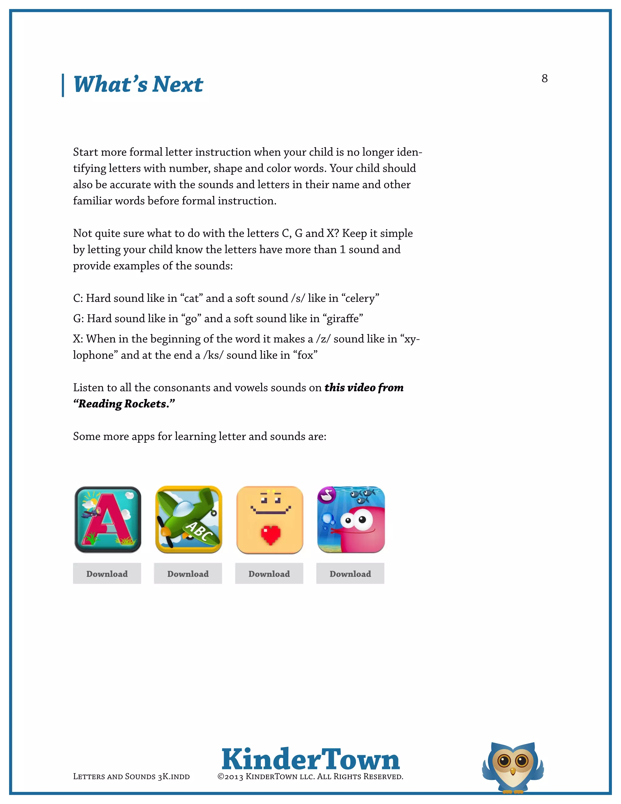 Letters and sounds 3K | PDF