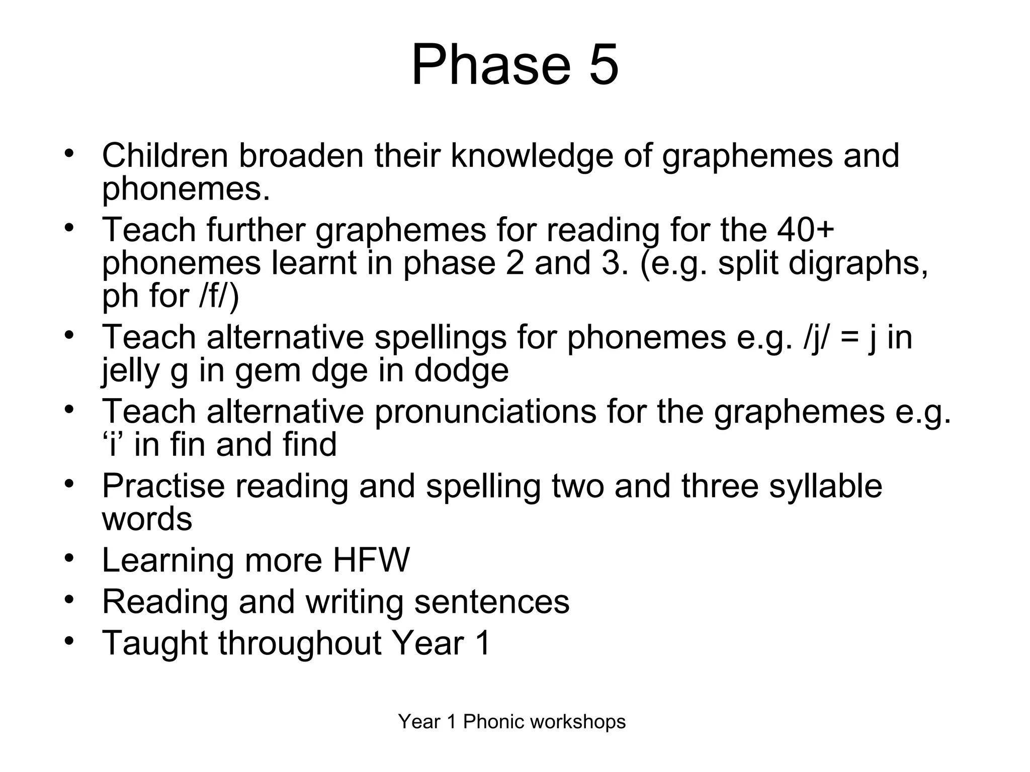Letters and sounds summary of phases 1 to 6 | PPT