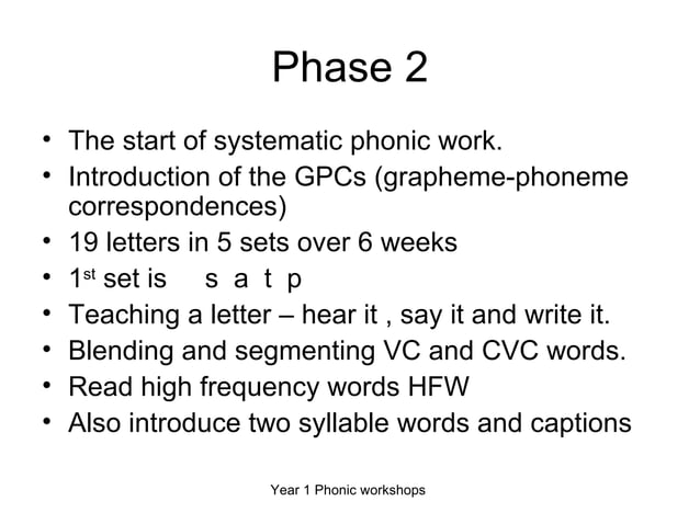 Letters and sounds summary of phases 1 to 6 | PPT