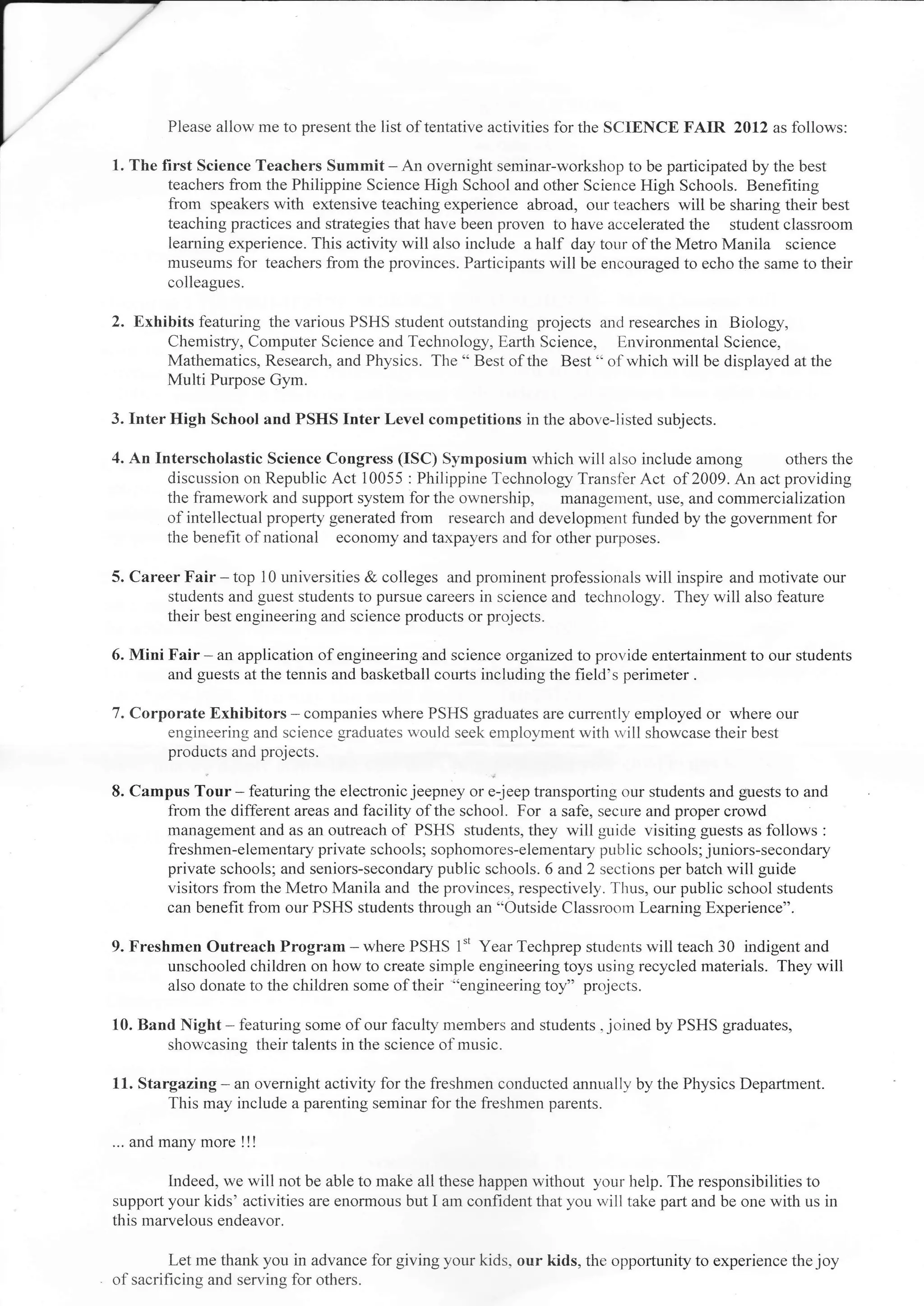 Letter science fair | PDF