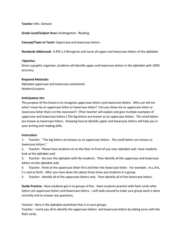 Letters lesson plan | DOCX | Education