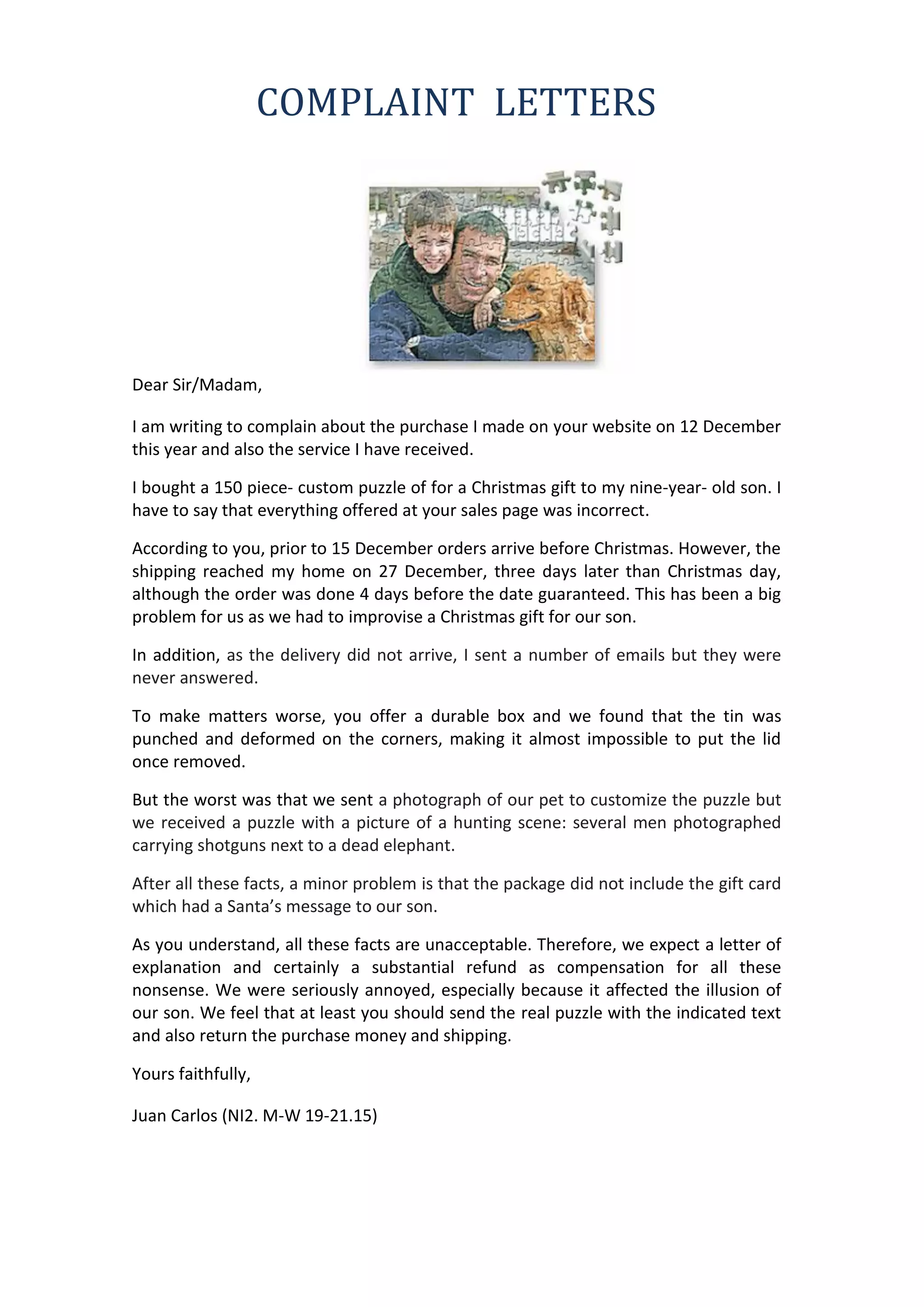 Letters of complaint | PDF