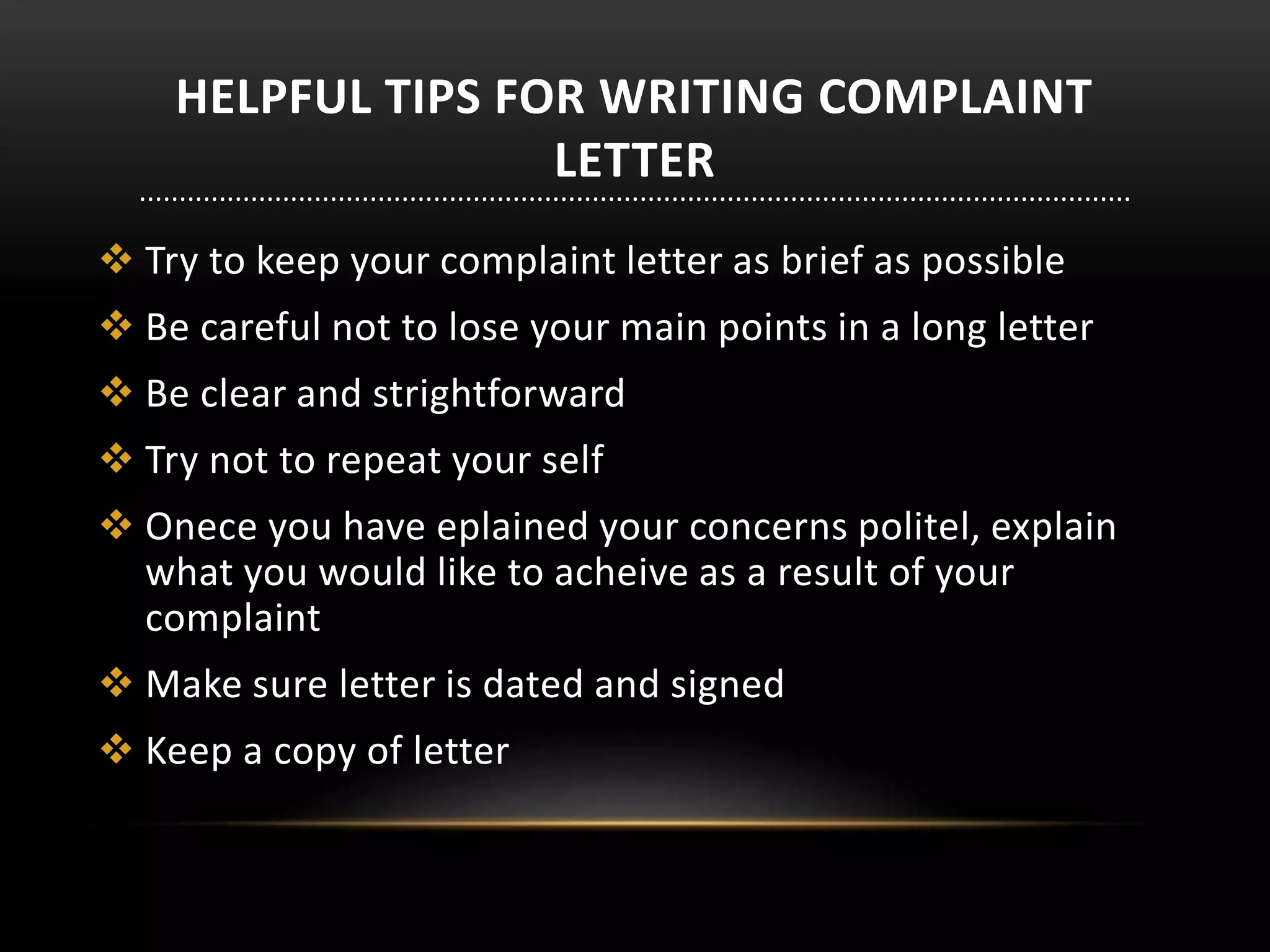 Letters of Complaint | PPTX