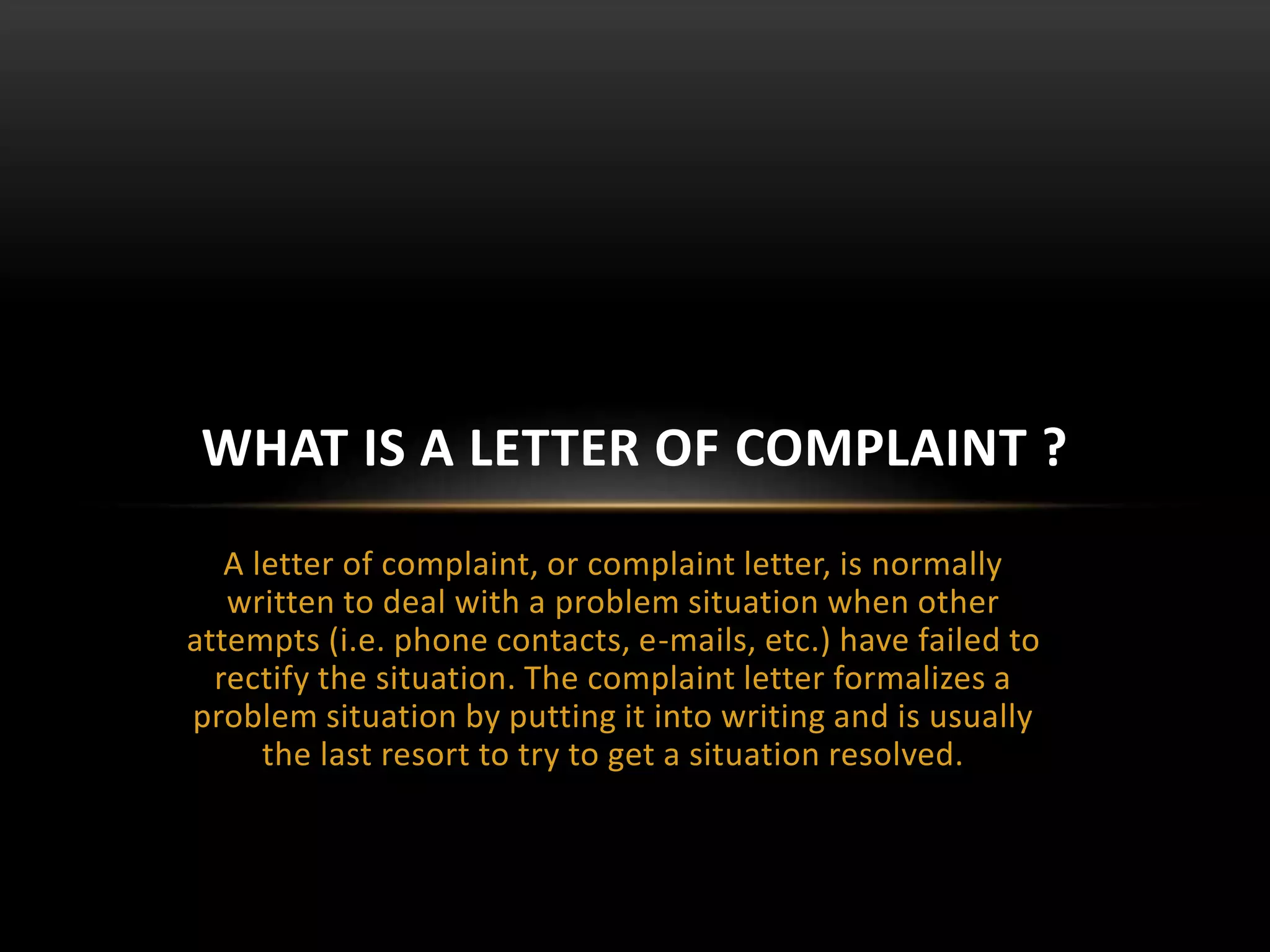 Letters of Complaint | PPTX