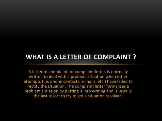 Letters of Complaint | PPTX