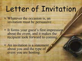 Letters of Invitation and Announcement | PPT