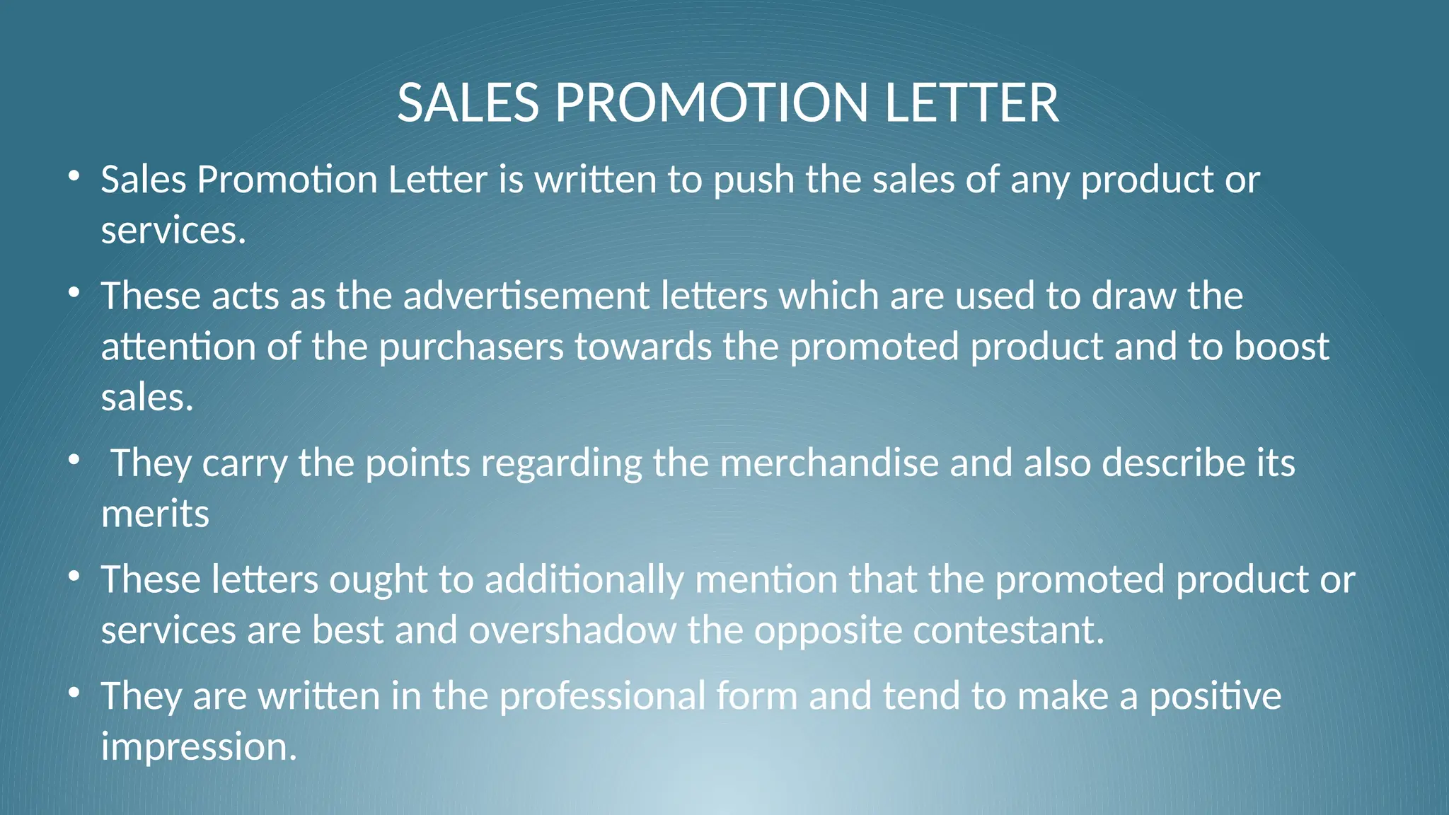 Types of letters including the sales promotional letters and ...