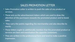 Types of letters including the sales promotional letters and ...