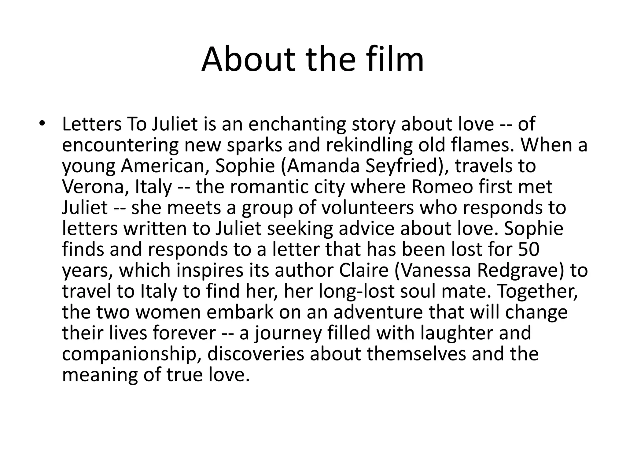 Letters to juliet | PPTX