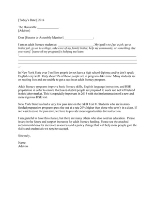 Advocacy Letter template | DOC