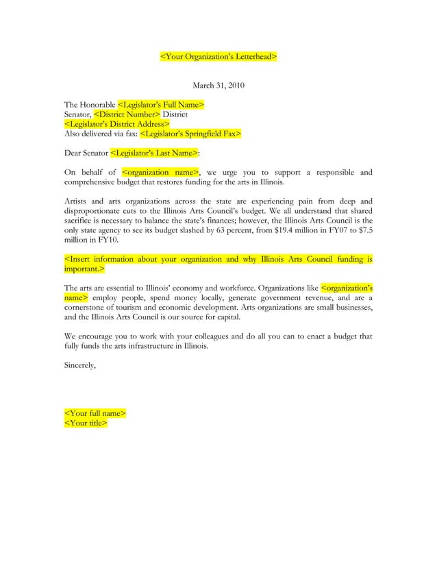 Template for Letter to Senate Appropriations Committee Member | DOC ...
