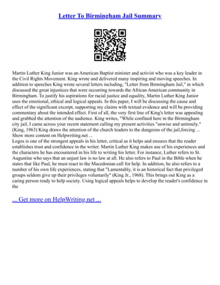 Letter From Birmingham Jail Summary