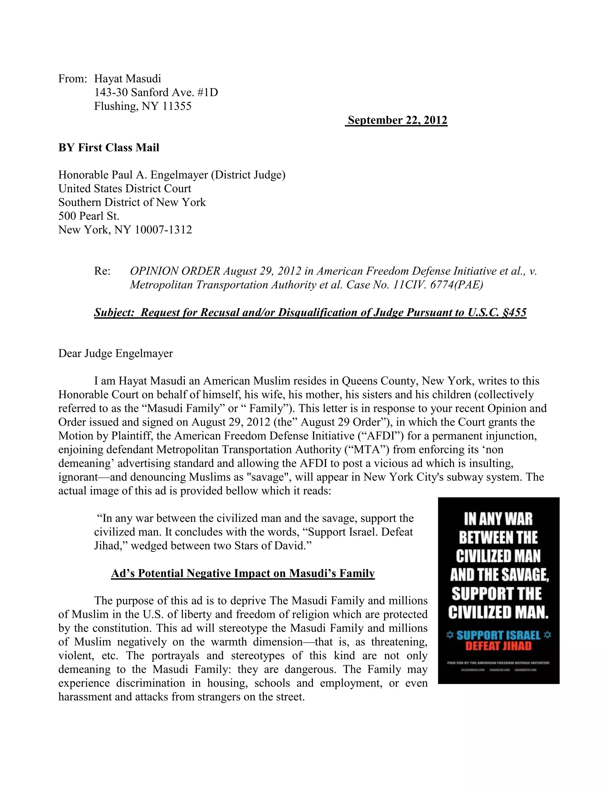 Letter to the District Court Judge Paul A. Engelmayer | PDF