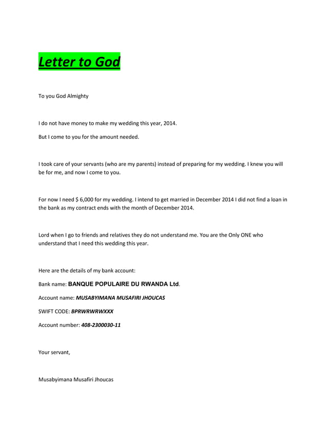 Letter to god | PDF