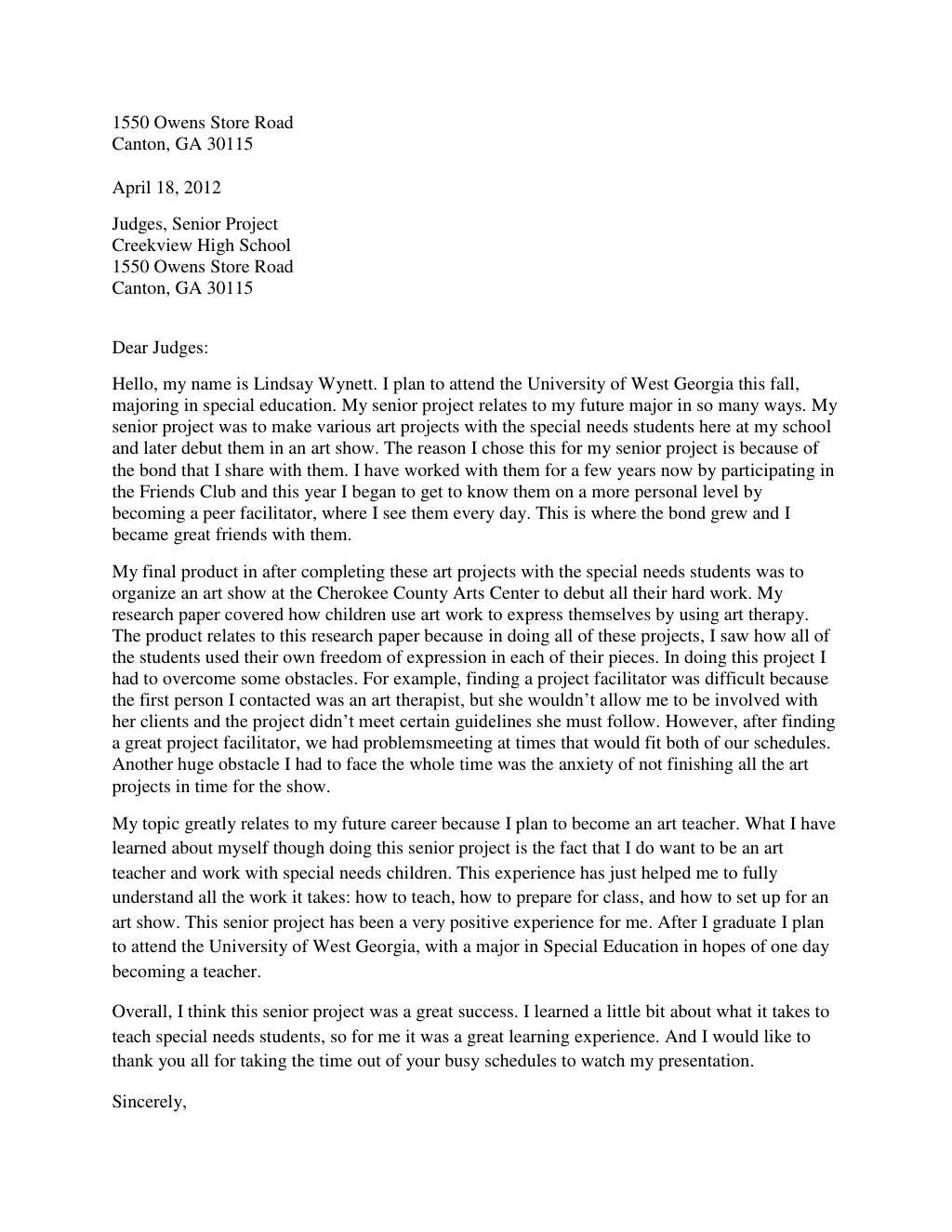 Letter To Judges Letter To Judges