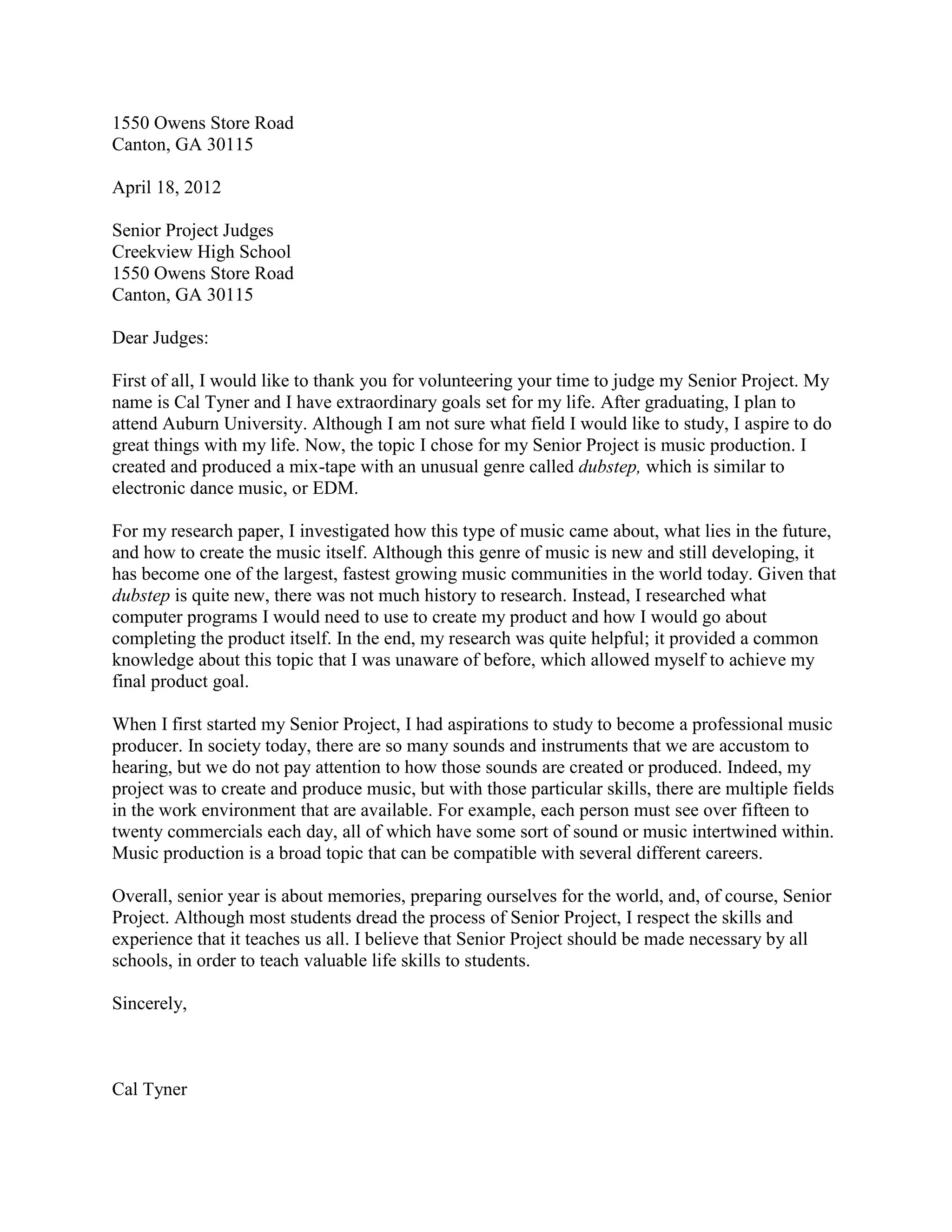 Letter to Judges | DOCX