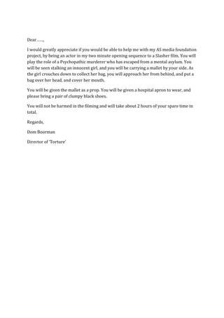 Letter to male actor | DOCX