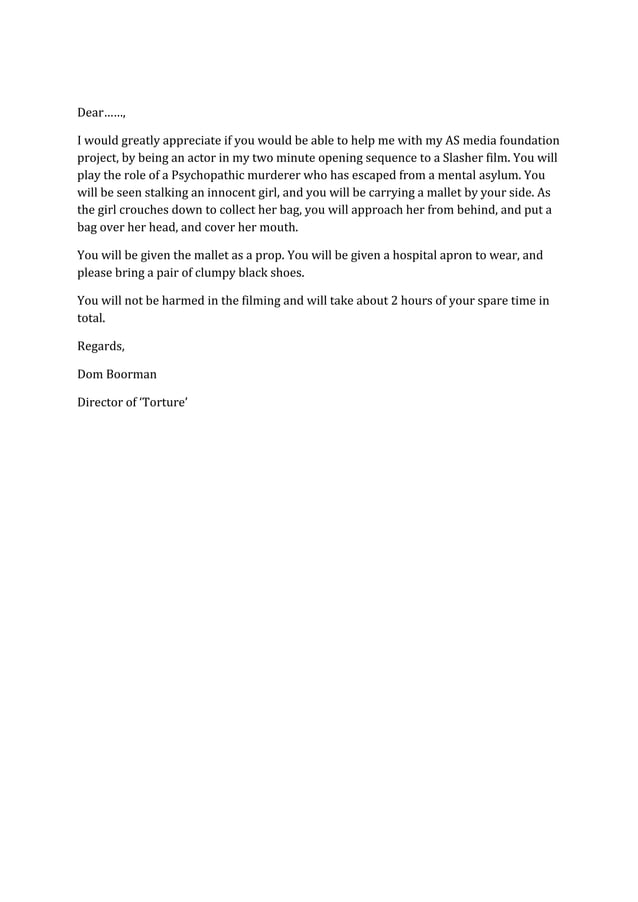 Letter to male actor | DOCX