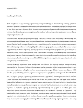 Letter to My Son O.D. Razile Pelicano Corpez | PDF