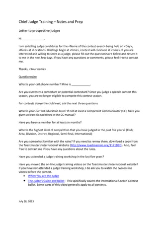 Letter to prospective judges template | PDF