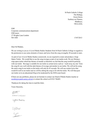 Letter to record label | DOCX