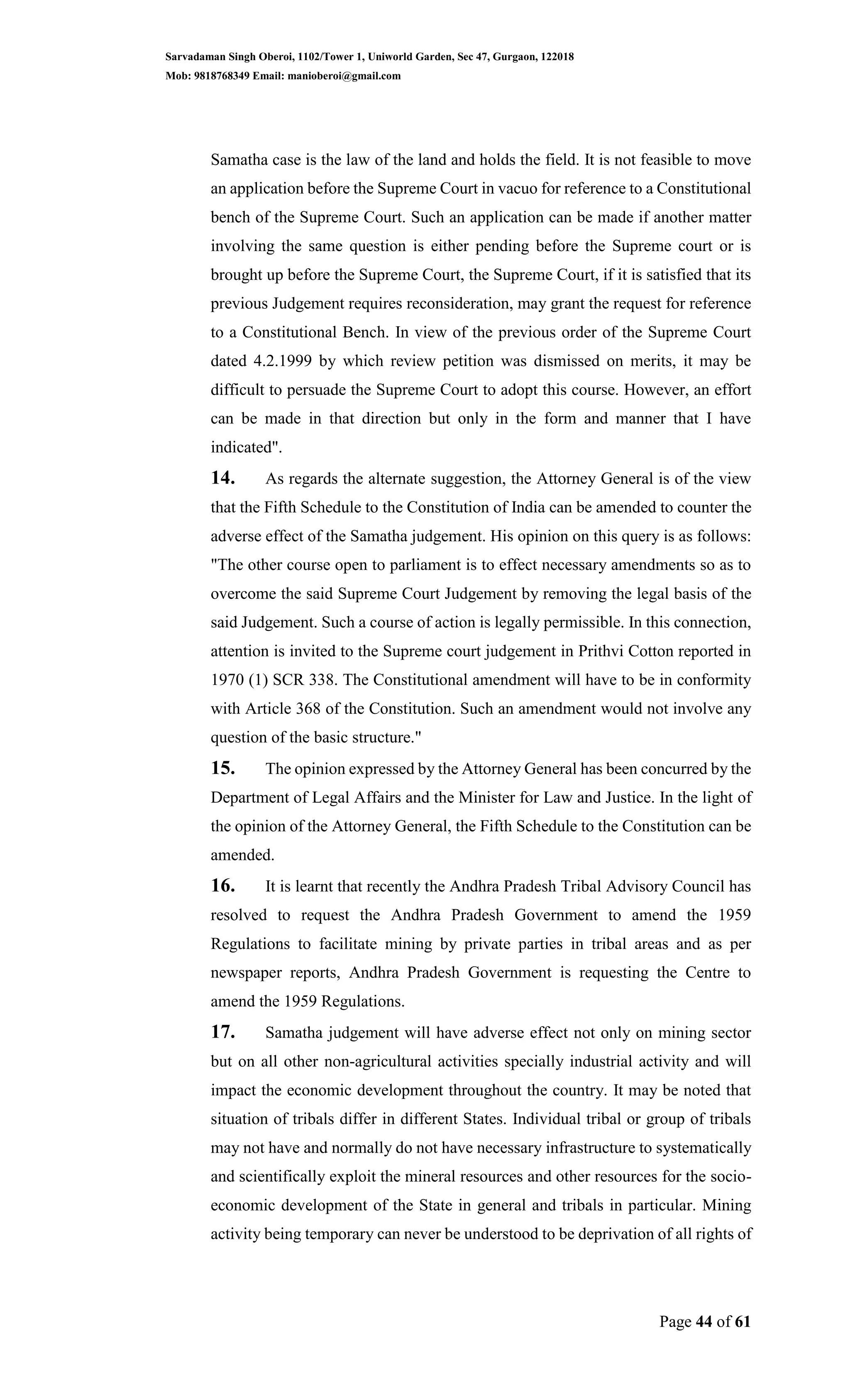 Letter to six noticees in re section 80 cpc notice dated 24.03.16