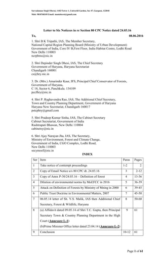 Letter to six noticees in re section 80 cpc notice dated 24.03.16