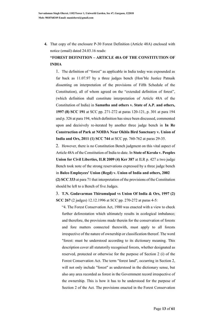 Letter to six noticees in re section 80 cpc notice dated 24.03.16