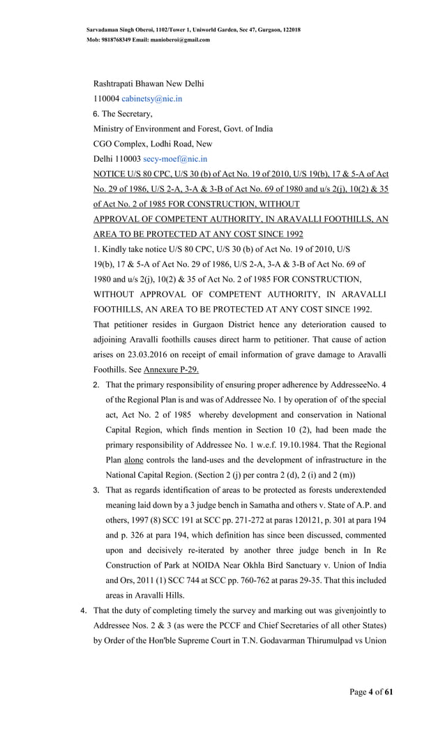 Letter to six noticees in re section 80 cpc notice dated 24.03.16