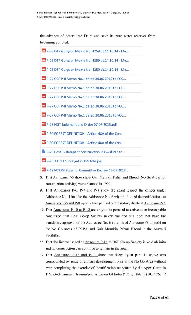 Letter to six noticees in re section 80 cpc notice dated 24.03.16