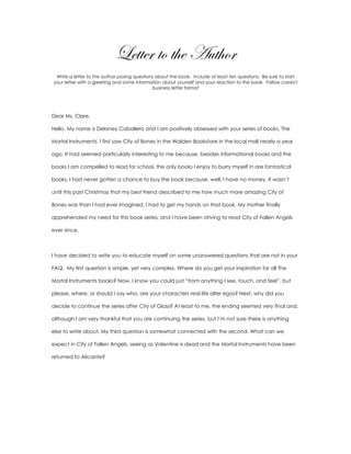 Letter to the Author | DOC