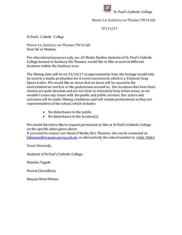 Letter to the council | DOCX