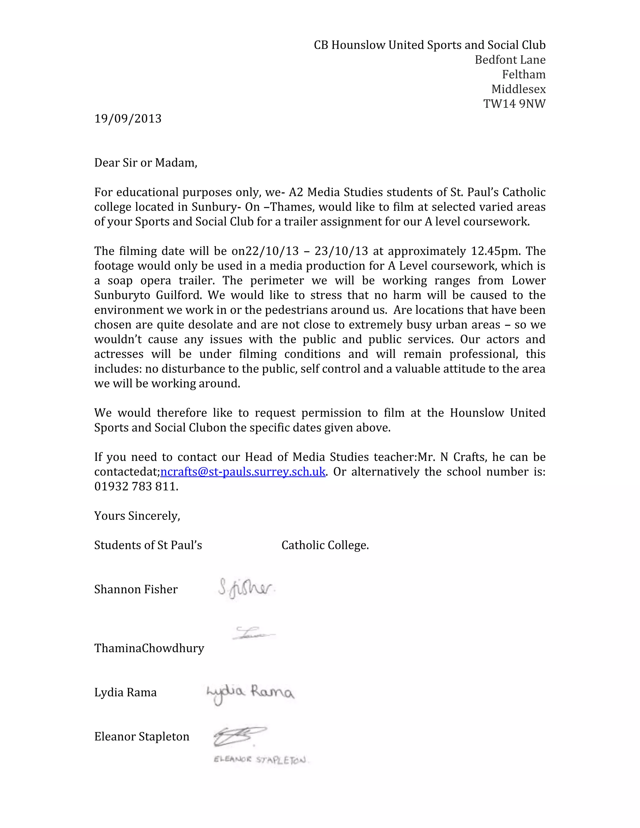 Letter To The Council | DOCX