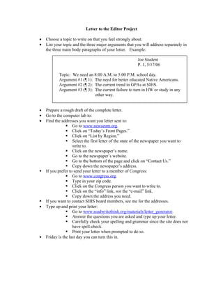 Letter to the editor project | DOC