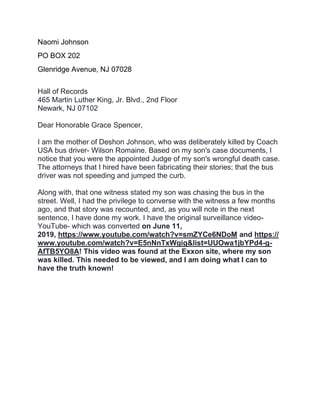 Sample Letter to the Judge Spencer and Assemblyman Gordon Johnson on ...
