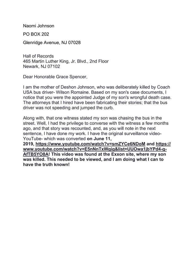 Sample Letter to the Judge Spencer and Assemblyman Gordon Johnson on ...