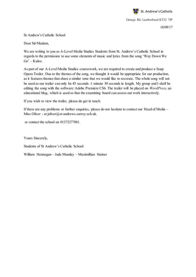 Letter to the record label | PDF